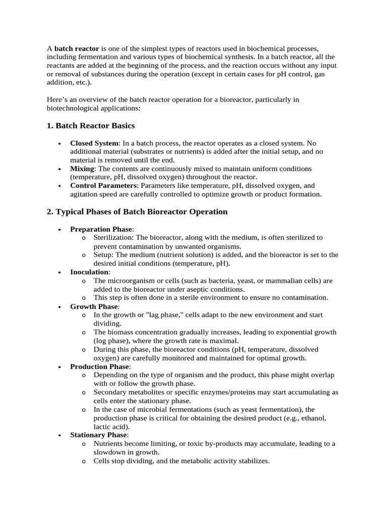 A batch reactor is one of the simplest types of reactors used in ...