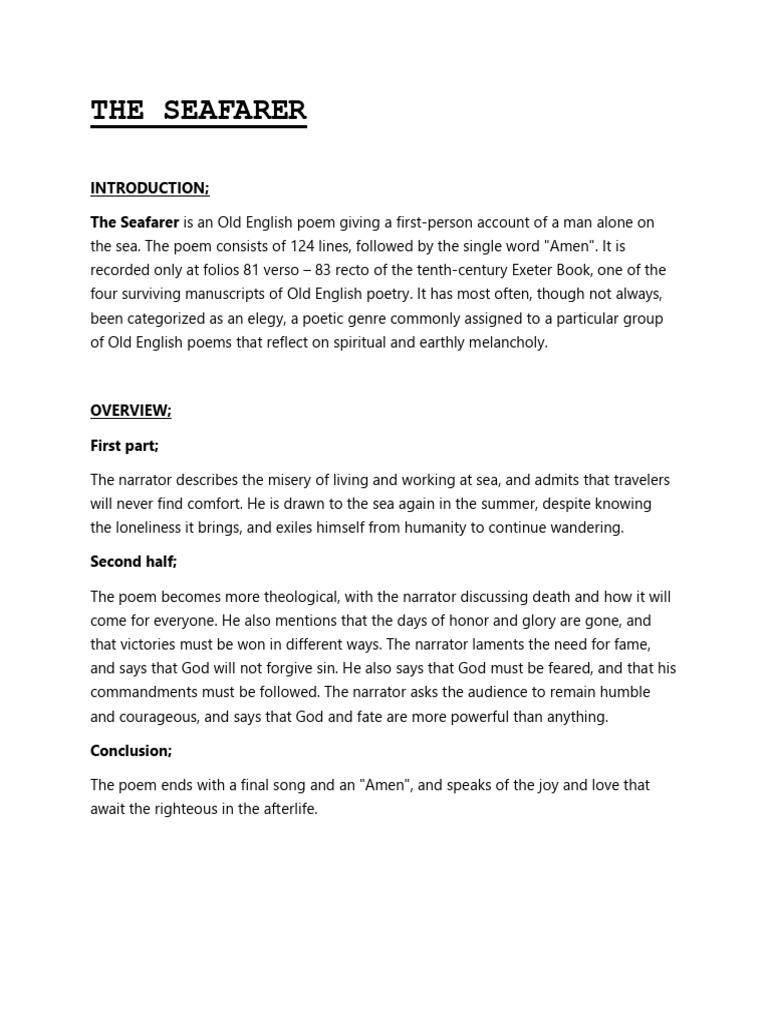 The Seafarer | PDF | Poetry
