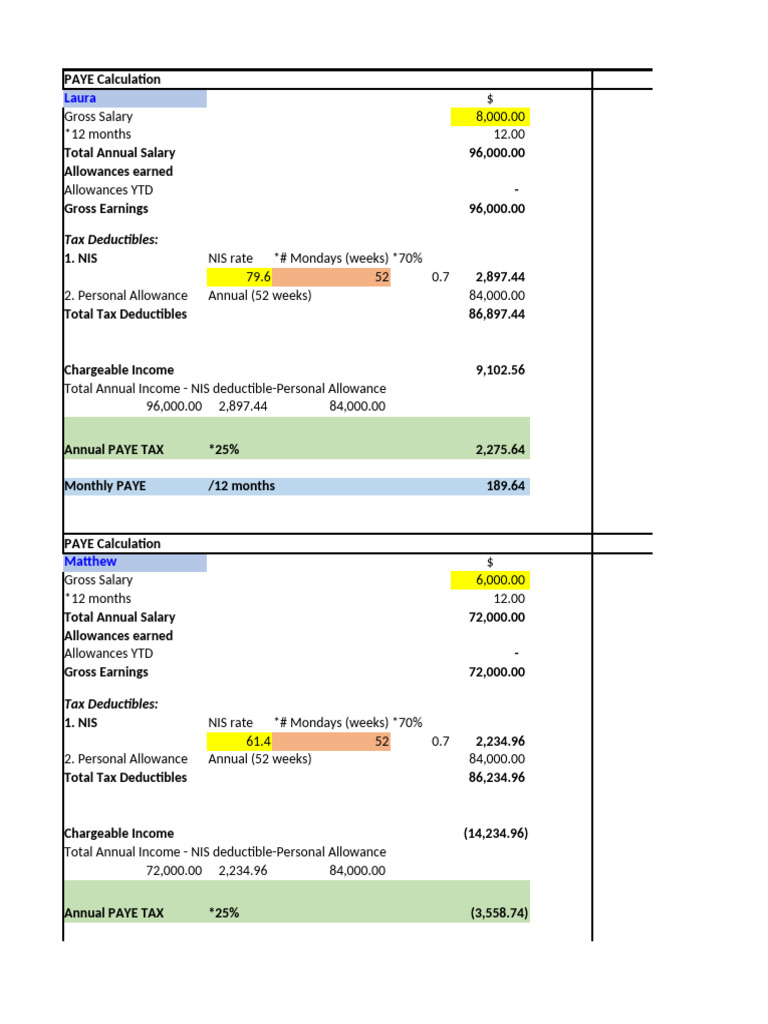 Excel WorkSheet For Payroll Class - PAYE, Severance, Payroll Record ...