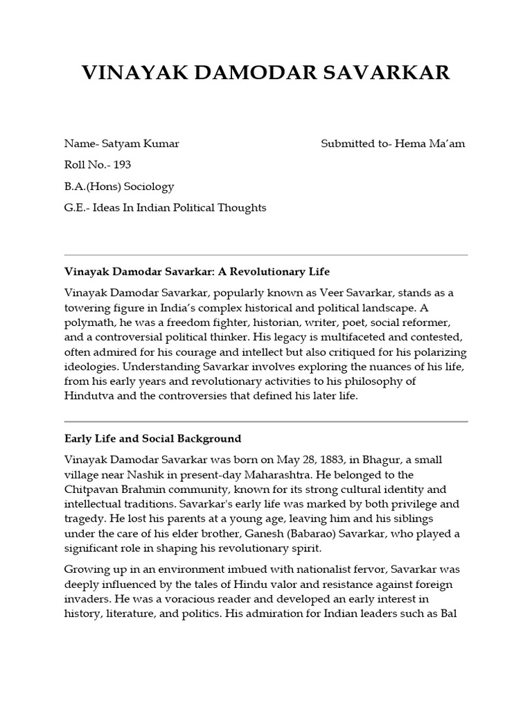 Vinayak Damodar Savarkar | PDF