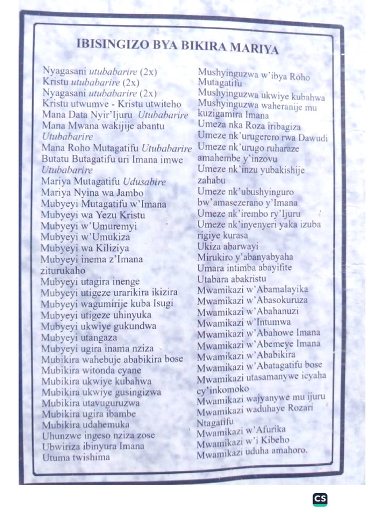 Ibisingizo Bya Bikira Maria | PDF