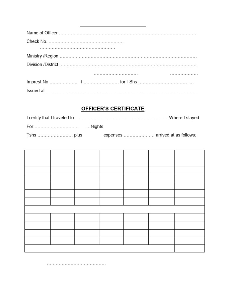 Imprest Retirement Claim Form Template | PDF