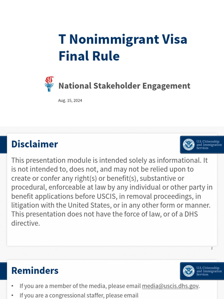 T Nonimmigrant Visa Final Rule Overview | PDF | Burden Of Proof (Law ...