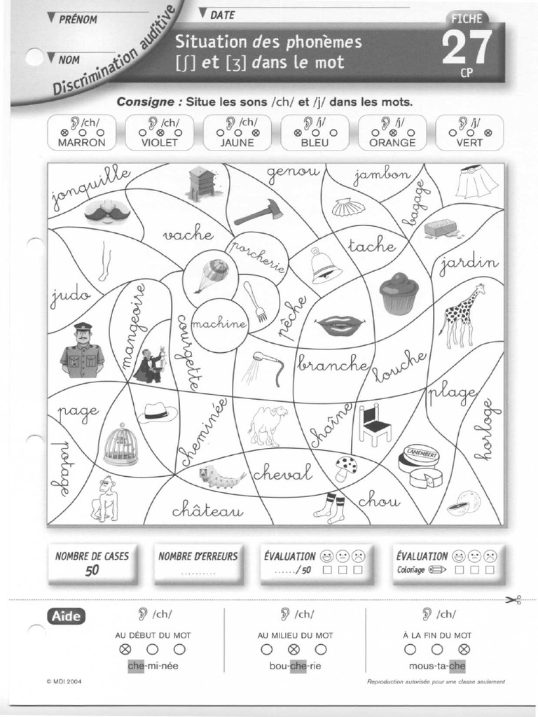 Coloriage Magique LECTURE CP 27 Oppositions Phono Ch j | PDF