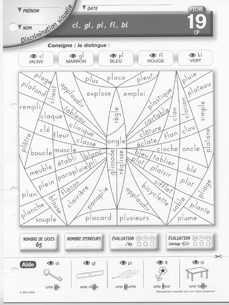 Coloriage Magique LECTURE CP 19 Oppositions Phono CL GL PL FL BL | PDF