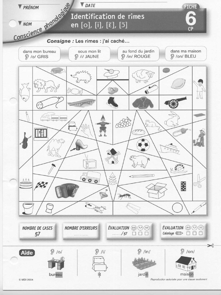 Coloriage Magique LECTURE CP 06 Rimes o I in On | PDF