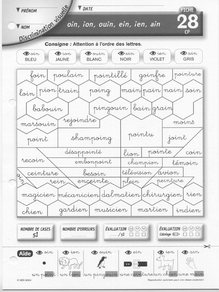 Coloriage Magique LECTURE CP 28 Oppositions Phono Oin Ein | PDF
