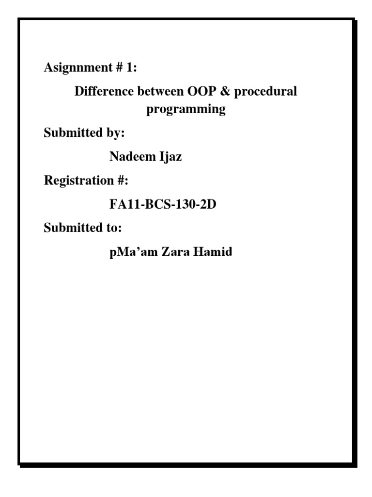 Oop Vs Procedural Diff Pdf Object Oriented Programming Subroutine