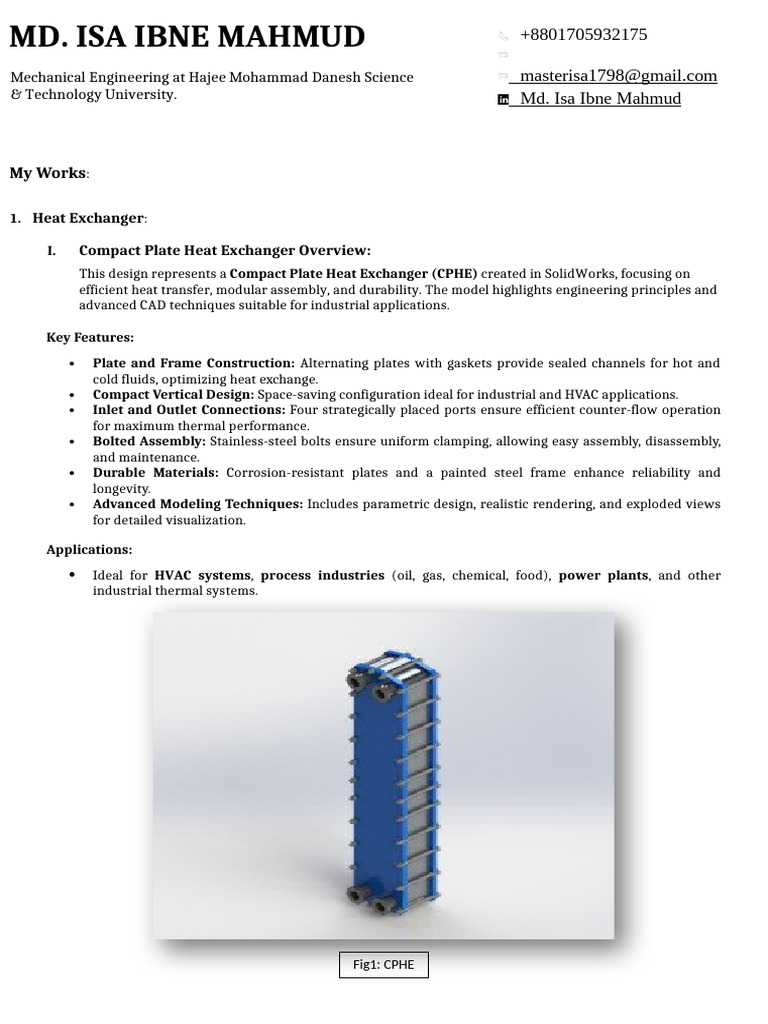 Portfolio of Md. Isa Ibne Mahmud | PDF | Heat Exchanger | Unmanned Aerial Vehicle