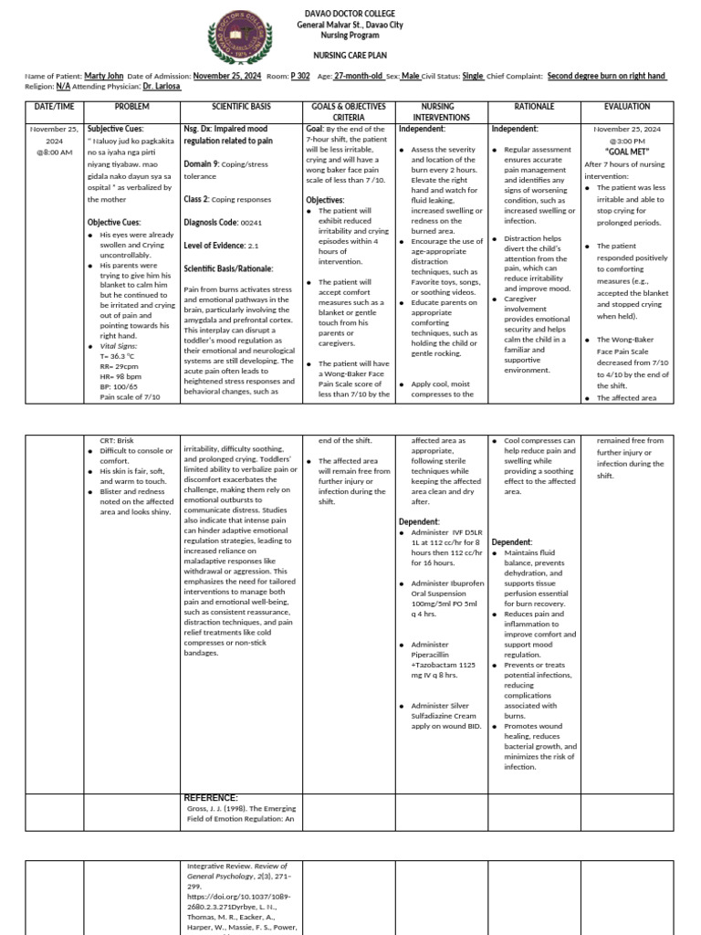 ORTEGA - NCP (1) | PDF | Pain | Stress (Biology)