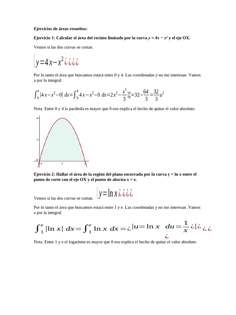 Ejercicios de áreas resueltos | PDF | Integral | Geometría Elemental