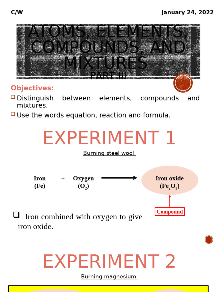 Atoms, Elements, and Compounds - Lesson (III) | PDF