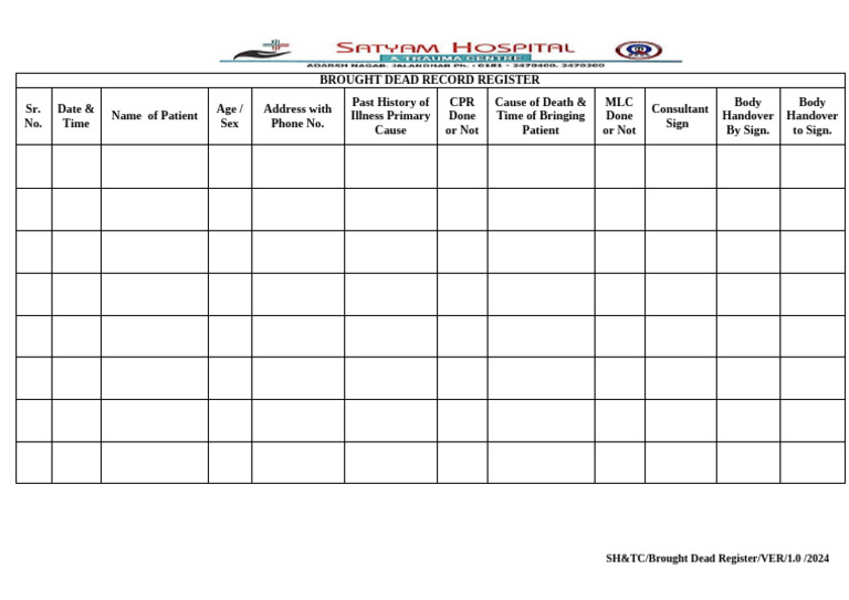 Hospital Mortality Log | PDF