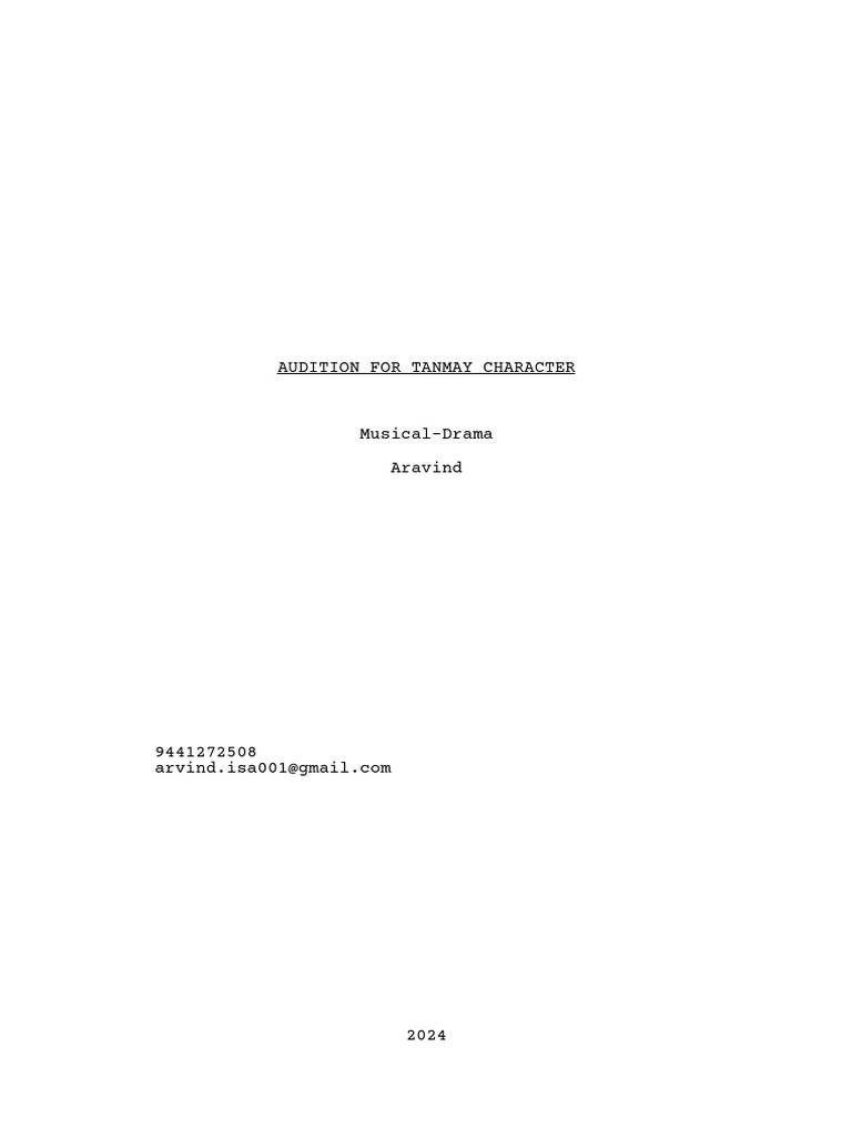 Audition For Tanmay Character | PDF