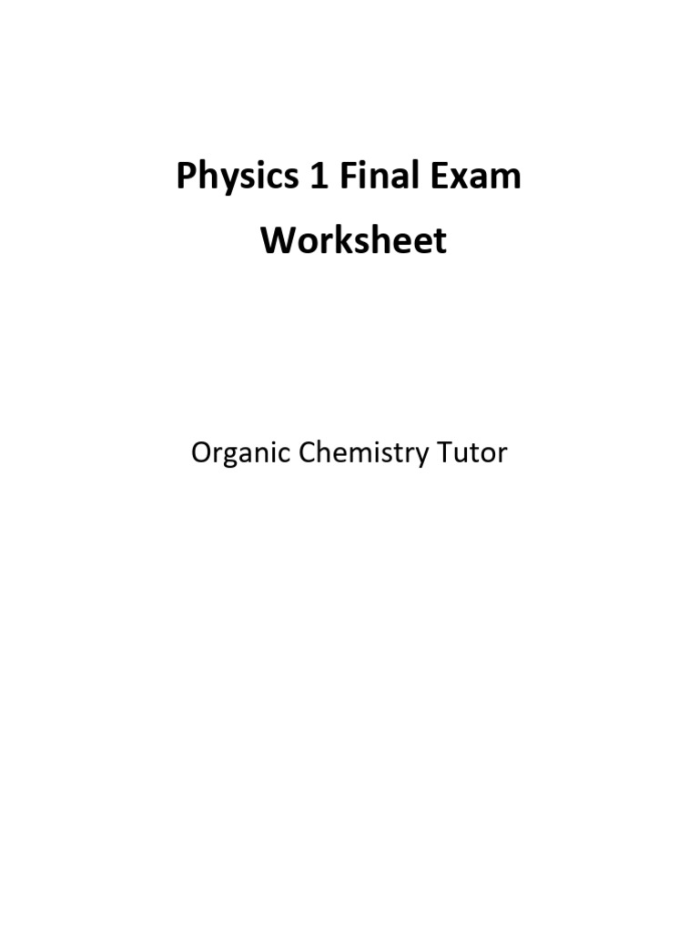 Physics 1 Final Exam - PDF Worksheet | PDF | Force | Collision