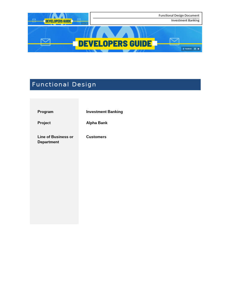 Investment Banking Functional Design Document v1.0 | PDF | Share Point | Software Engineering
