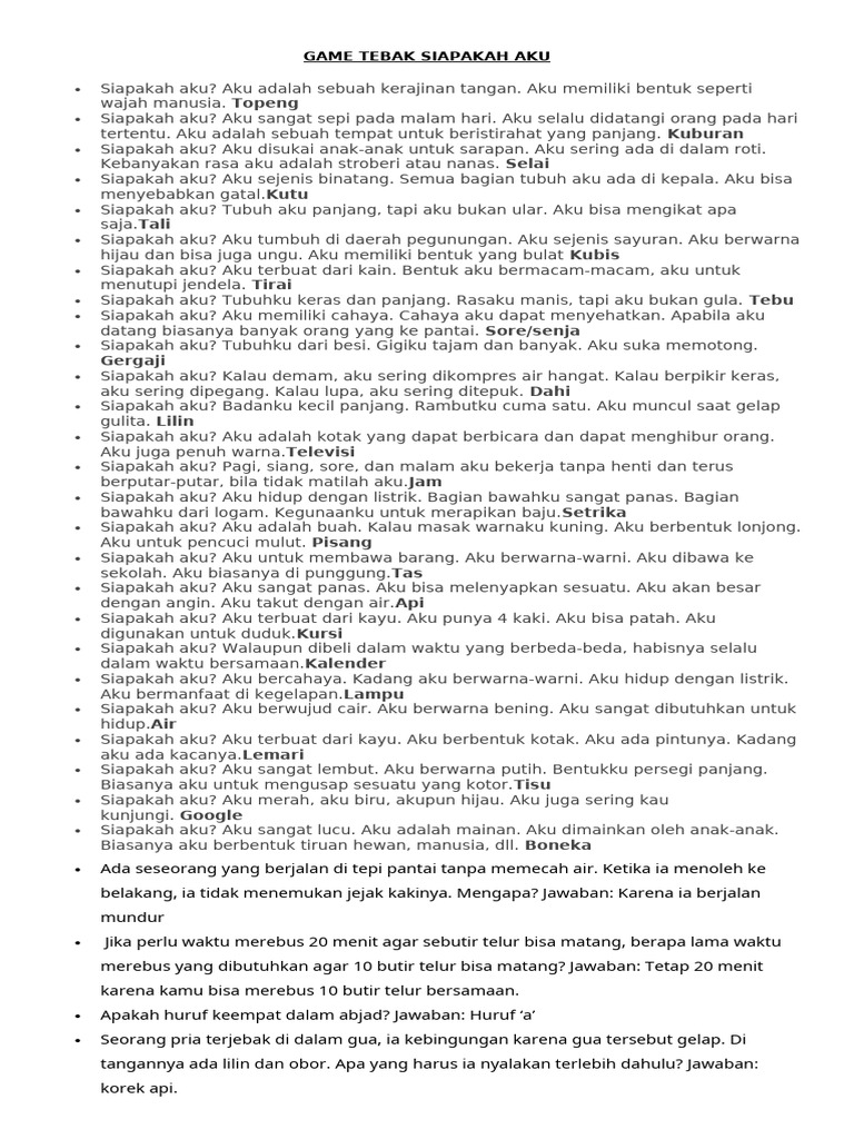 Game Tebak Siapakah Aku | PDF