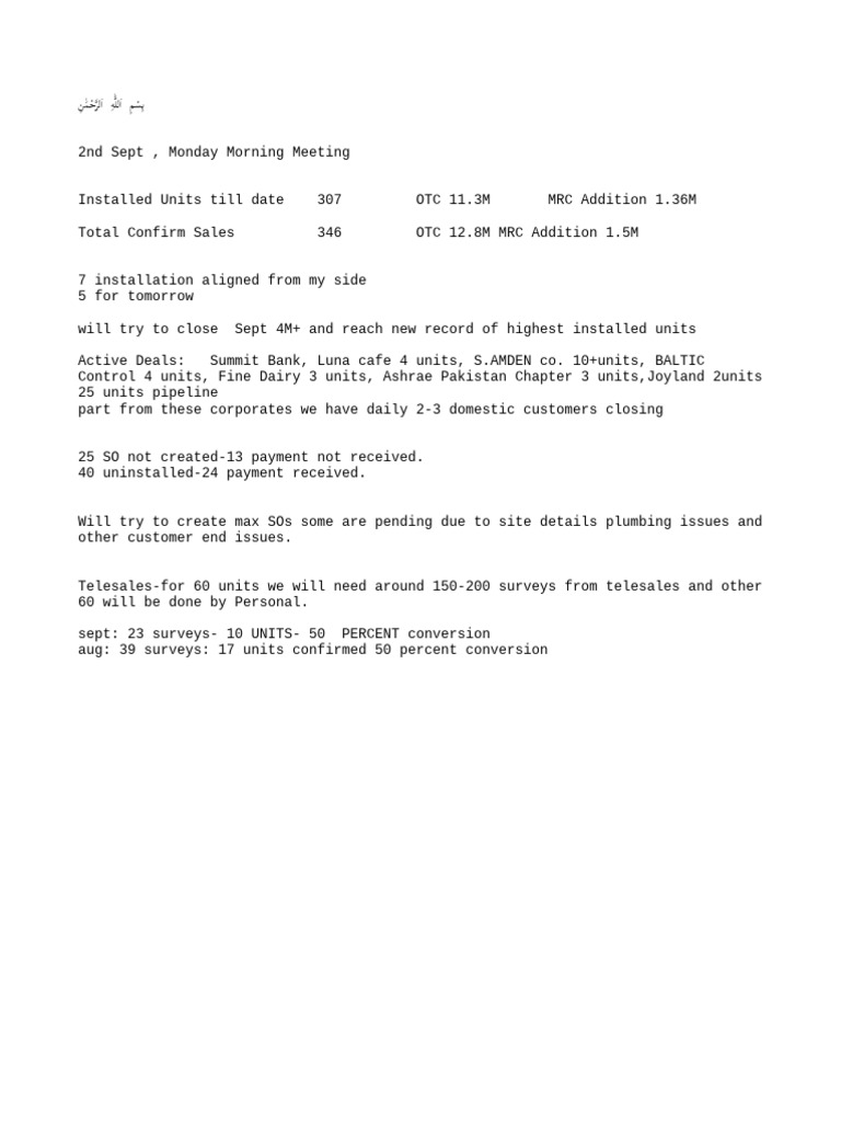 September Sales and Installation Update | PDF