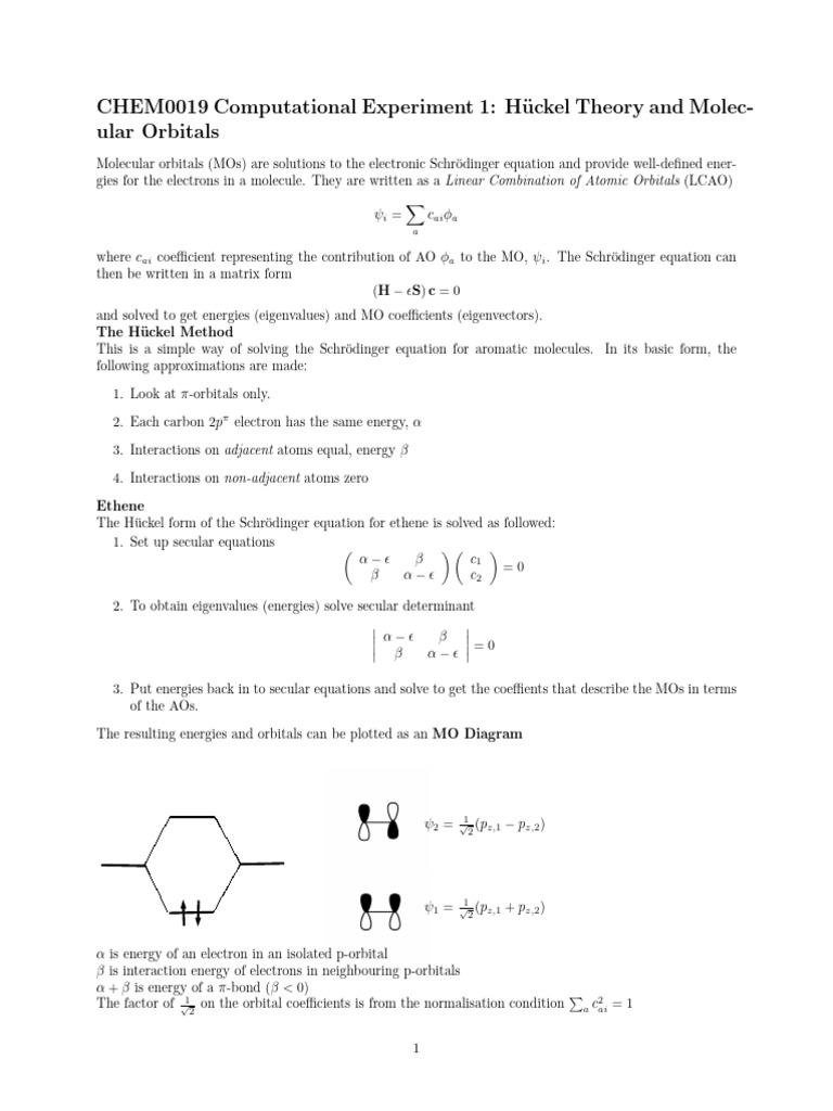 Hückel Theory: Molecular Orbitals Analysis | PDF | Molecular Orbital ...