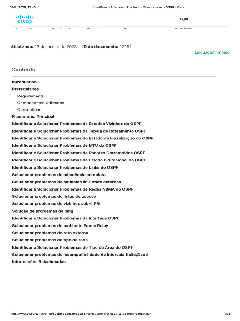 Identificar e Solucionar Problemas Comuns Com o OSPF - Cisco | PDF | Arquitetura de rede ...