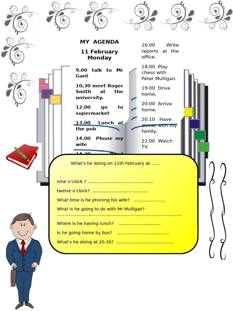 My Agenda Reading Comprehension Exercises - 43462 | PDF