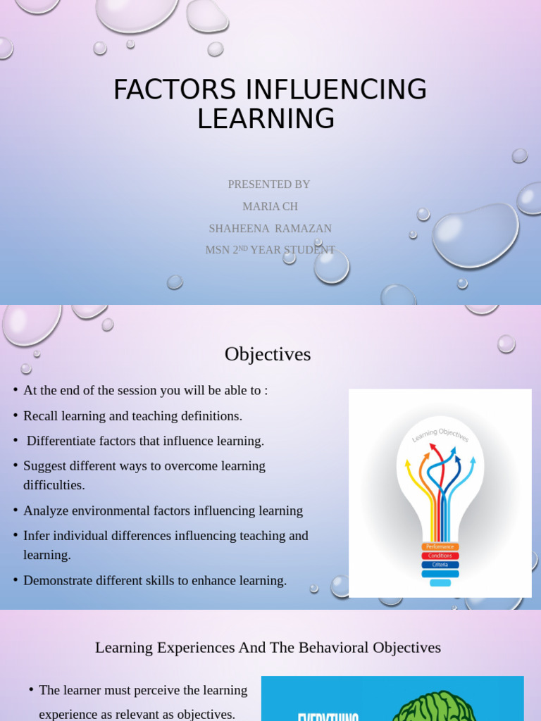 Factors influencing Learning (2) | PDF | Learning | Motivational