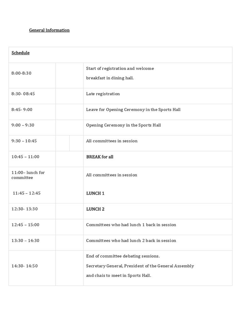 BIMUN 2025 Outline of the Day (1) (1) | PDF