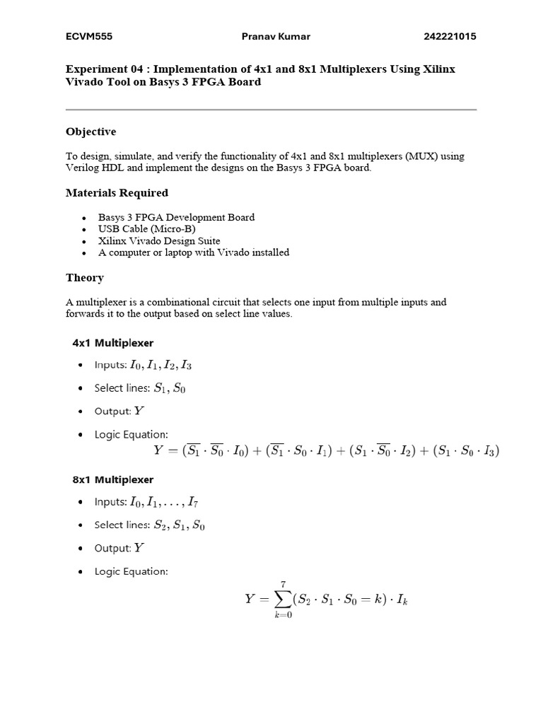 EXP-4 | PDF | Field Programmable Gate Array | Hardware Description Language