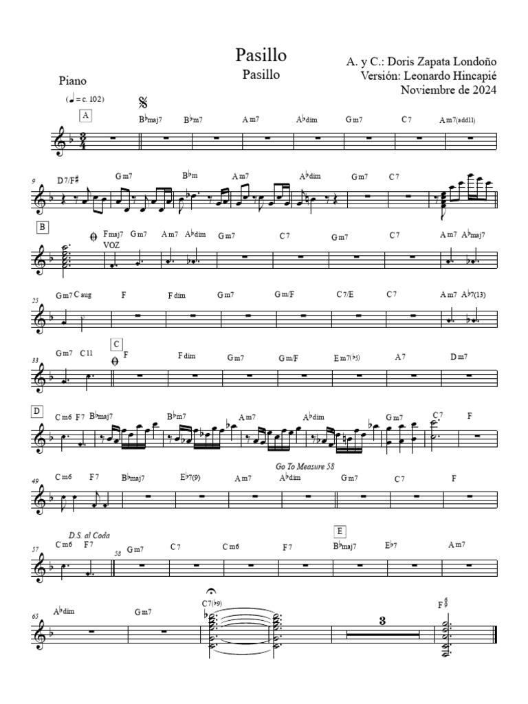 Pasillo (F) - Piano | PDF