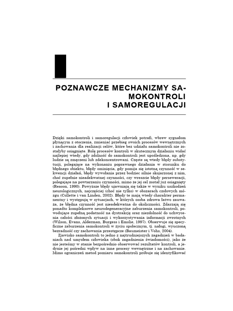 Chuderski Poznawcze Mechanizmy Samokontroli 2008 | PDF