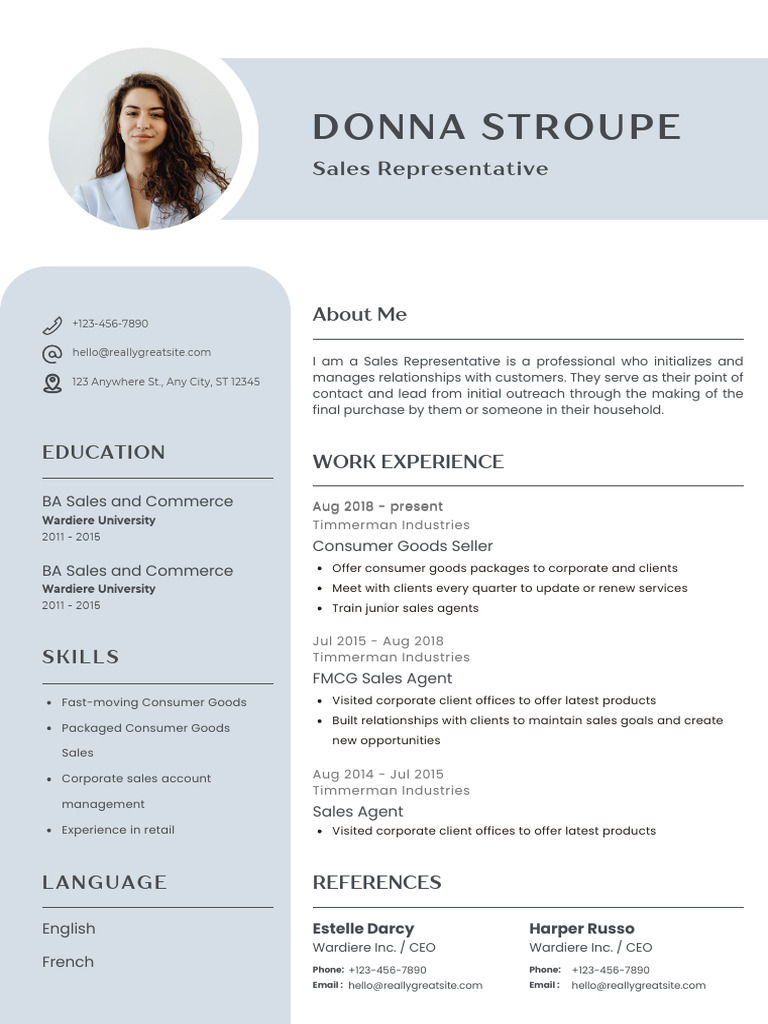 Junior Sales Representative CV: Donna Stroupe | PDF | Sales | Marketing