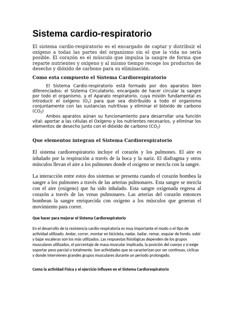 Sistema Cardio Pdf Sistema Circulatorio Corazón