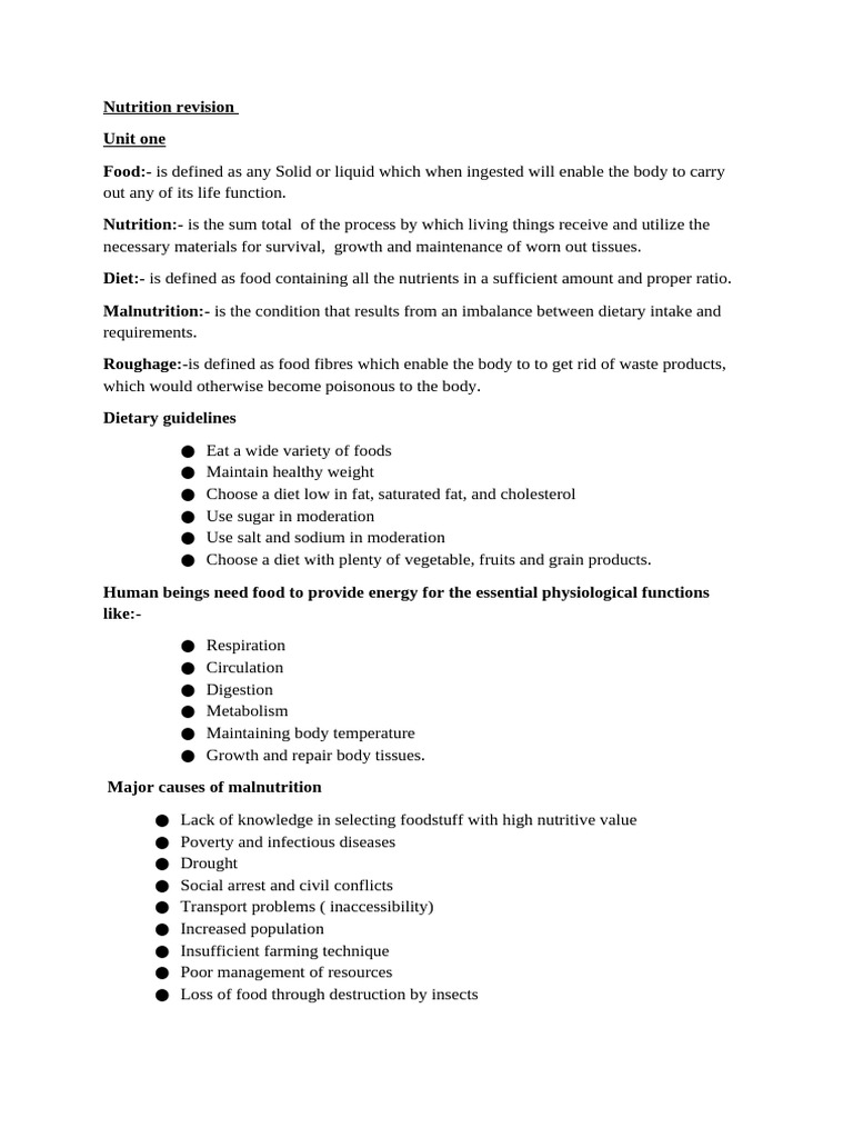 Nutrition Revision.docx (1) | PDF | Carbohydrates | Nutrition