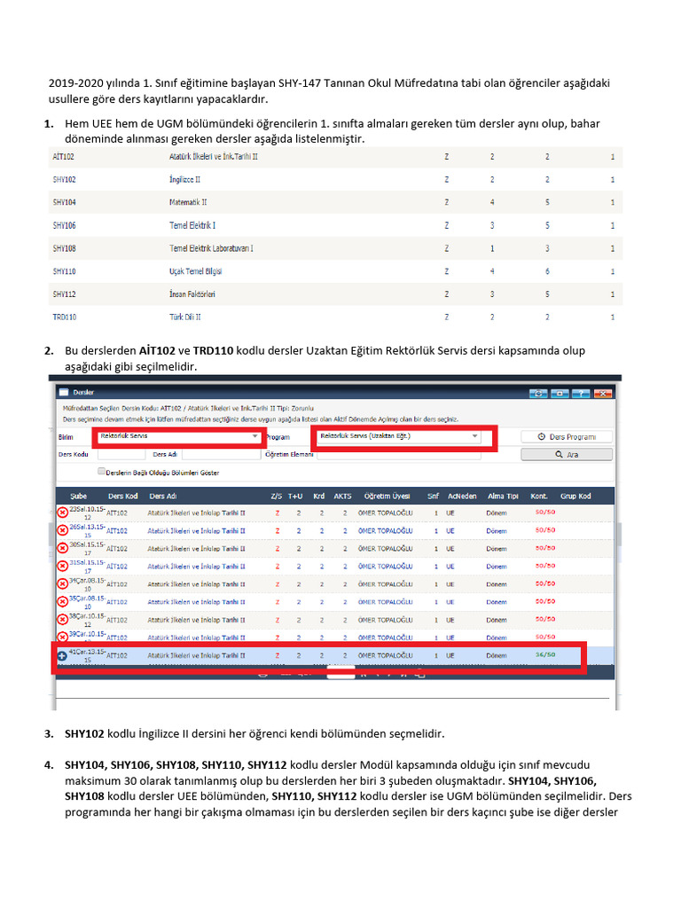 Ders Kayıt Duyurusu | PDF