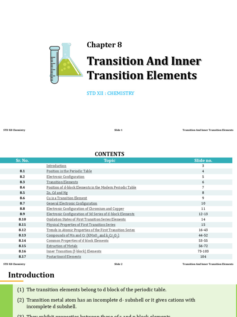 Transition & Inner Transition Elements | PDF | Transition Metals ...