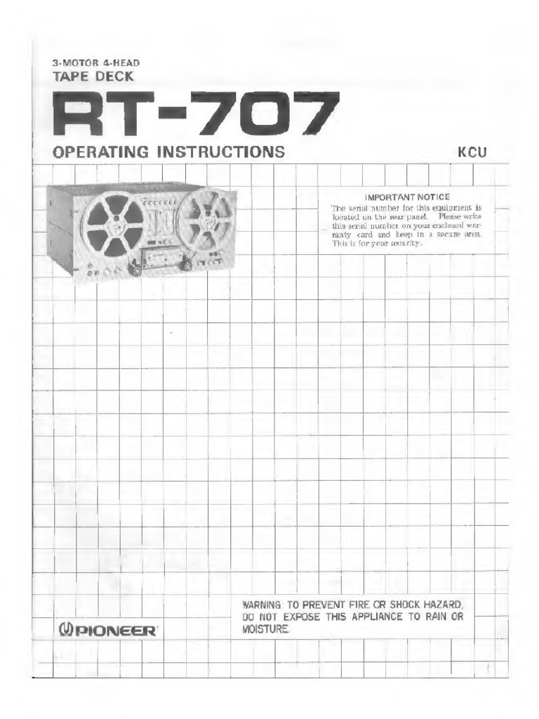 R2R Pioneer Rt707 Operation Manual | PDF | Electrical Engineering | Sound Technology