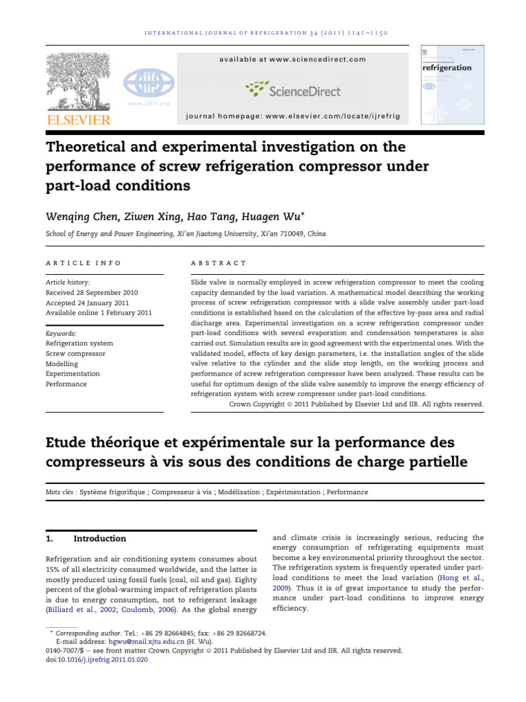 Screw Refrigeration Compressor | PDF | Flow Measurement | Continuum ...
