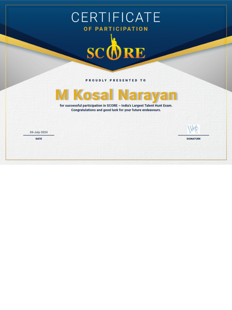 Score Certificate | PDF