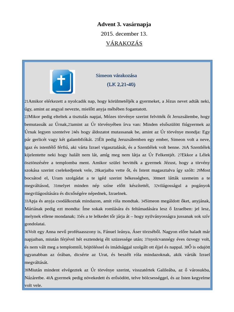 Adventi Csoportanyag 3. Vasárnap | PDF