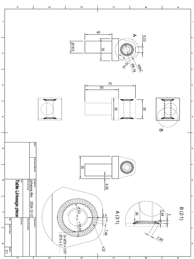 table linkage piece drawing | PDF