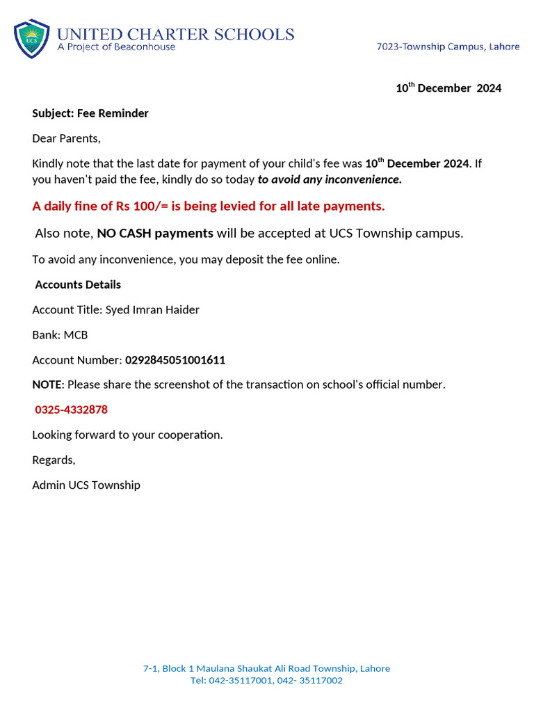 FEE NOTICE | PDF