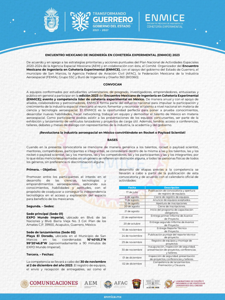 ENMICE 2023: Convocatoria y Detalles | PDF | Vuelo