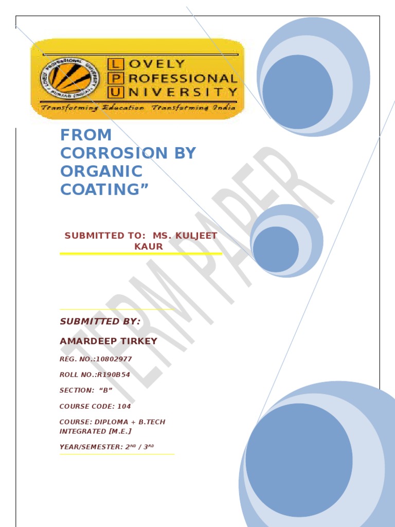 Protection From Corrosion by Organic Coating | PDF | Emulsion | Varnish