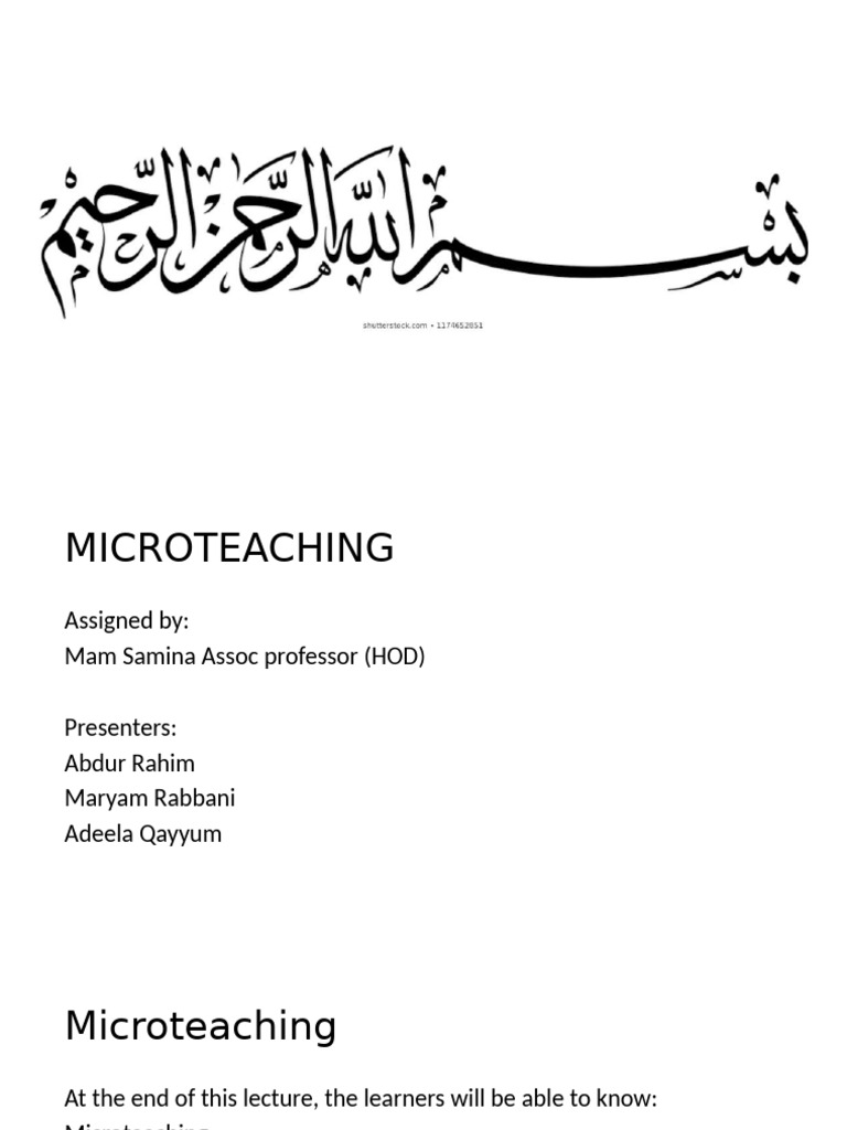 Microteaching UHS | PDF