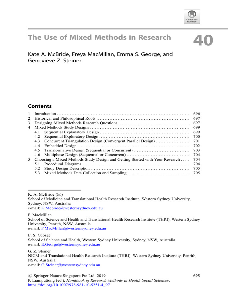 The Use of Mixed Methods in Research 40 | PDF | Qualitative Research ...