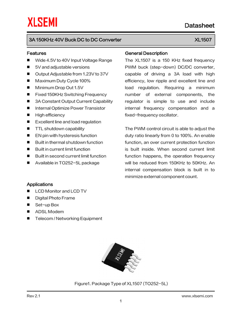 XL1507 Datasheet English | PDF | Capacitor | Electrical Engineering