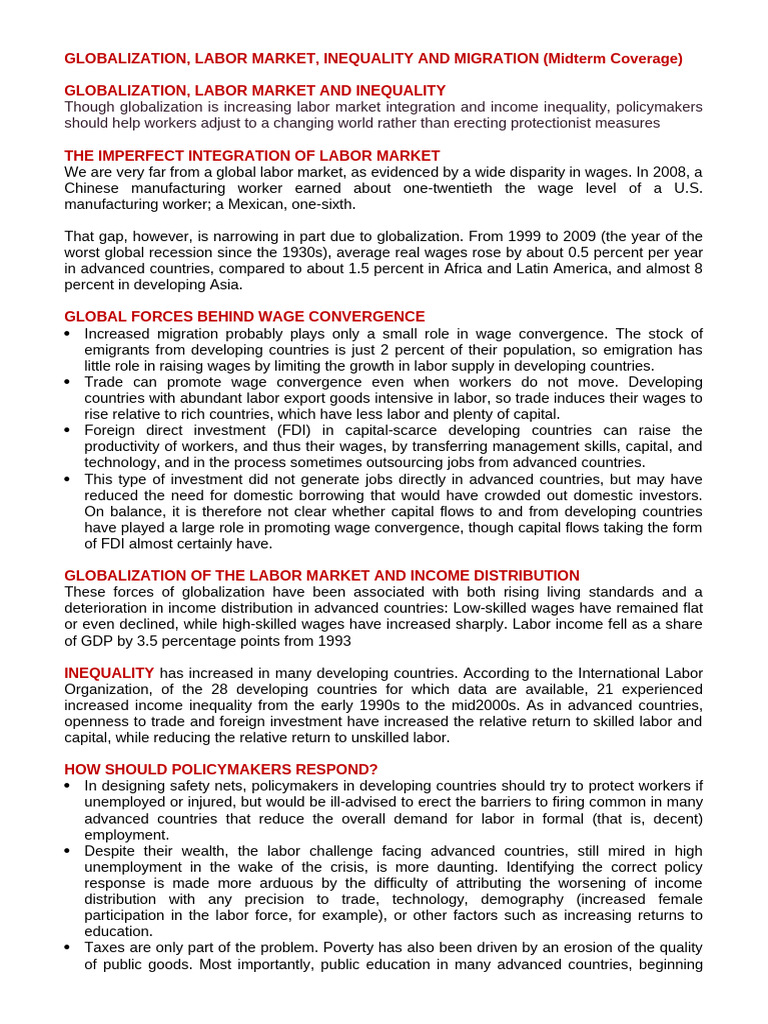 Midterm Coverage Globalization and Migration | PDF | Human Migration ...