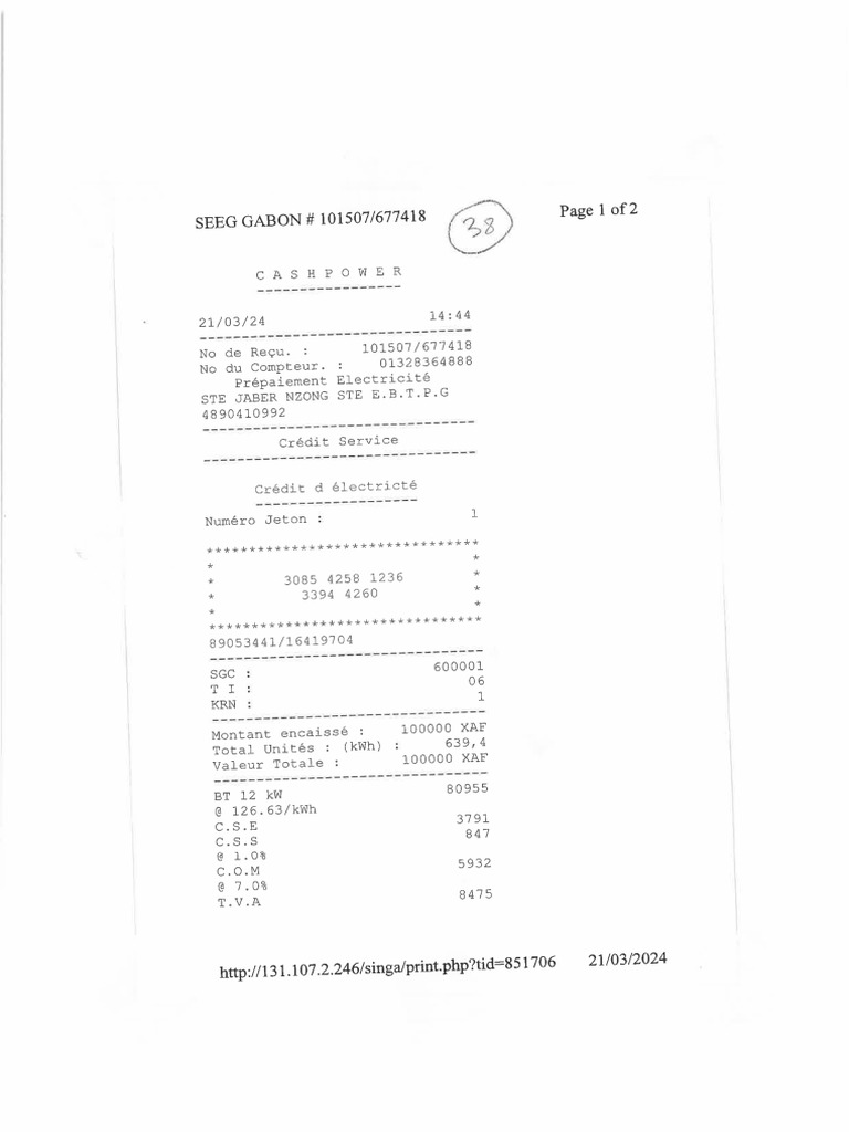 Facture SEEG | PDF