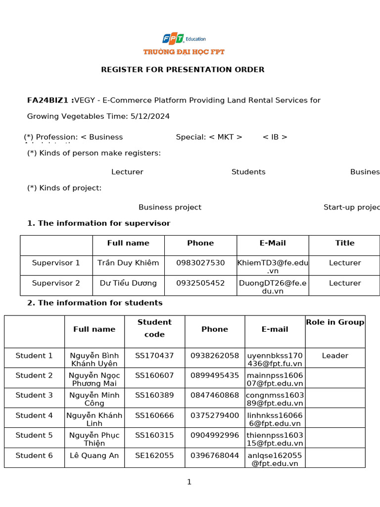 GFA24 BIZ11 FA24 BIZ11 Presentation Order | PDF | Vietnam | Vietnamese People