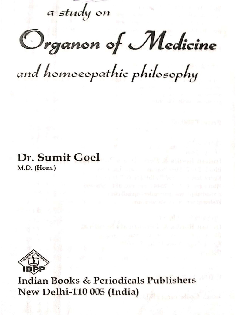 Organon Homoeopathic Philosophy by Sumit Goel | PDF